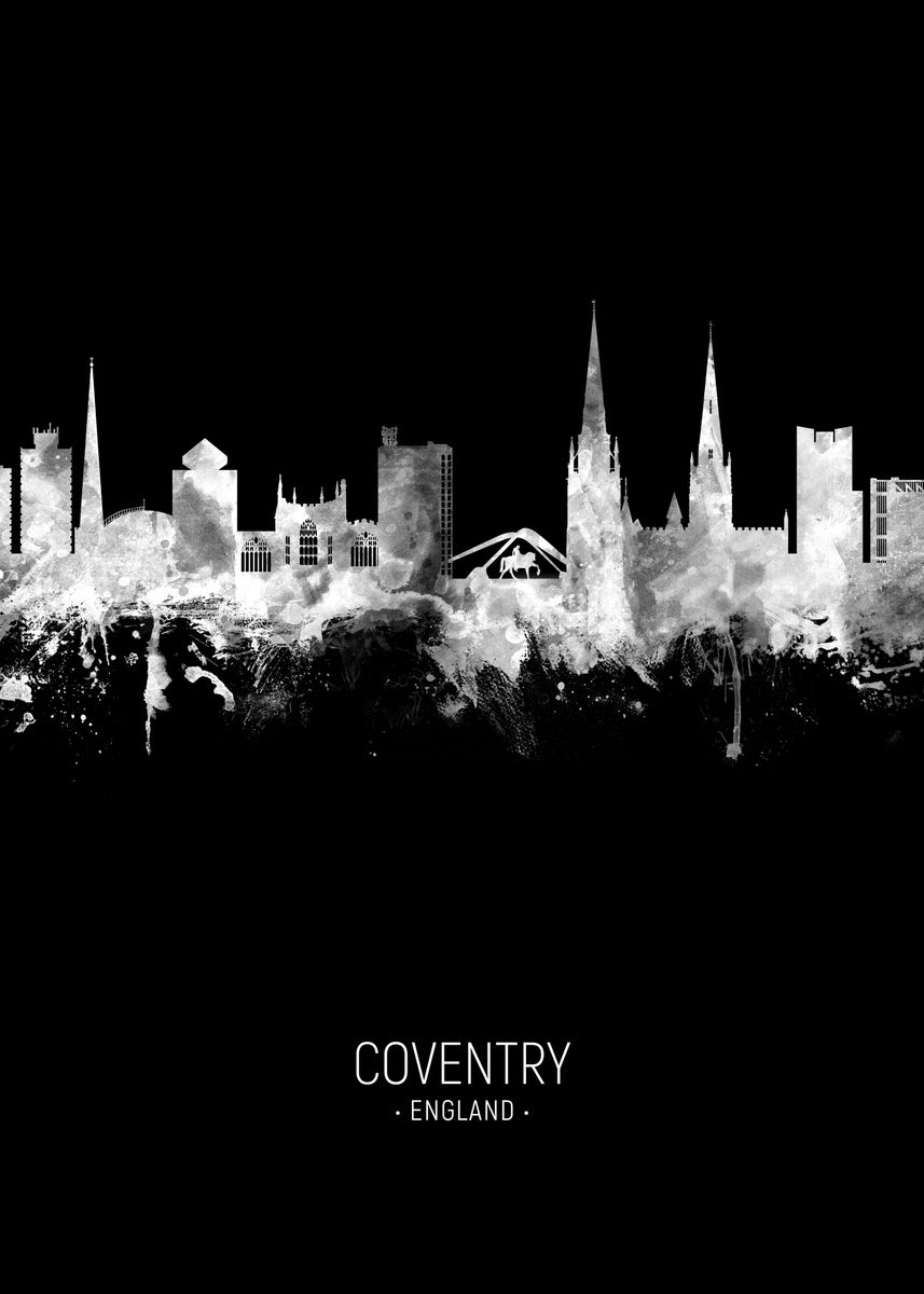 'Coventry England Skyline' Poster, picture, metal print, paint by ...