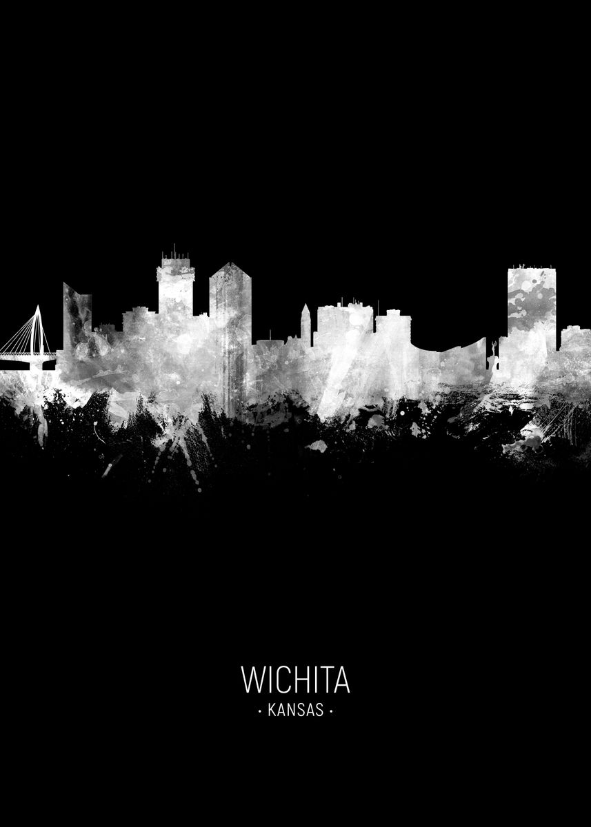 'Wichita Kansas Skyline' Poster, picture, metal print, paint by Michael ...