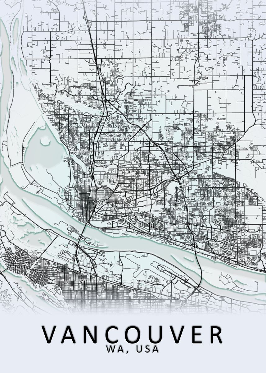 'Vancouver WA USA City Map' Poster, picture, metal print, paint by City ...
