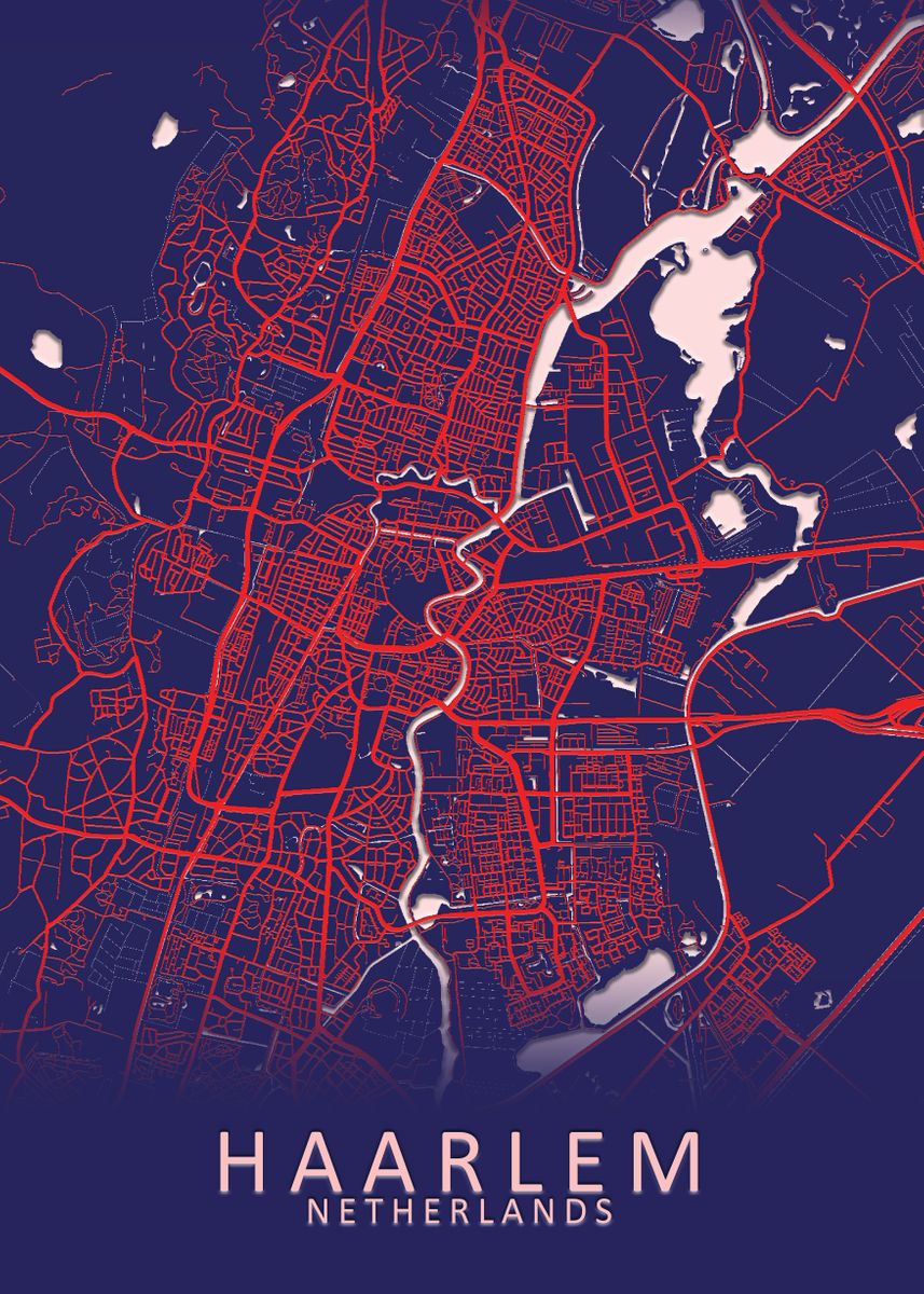 'Haarlem Netherlands Map' Poster, picture, metal print, paint by City ...