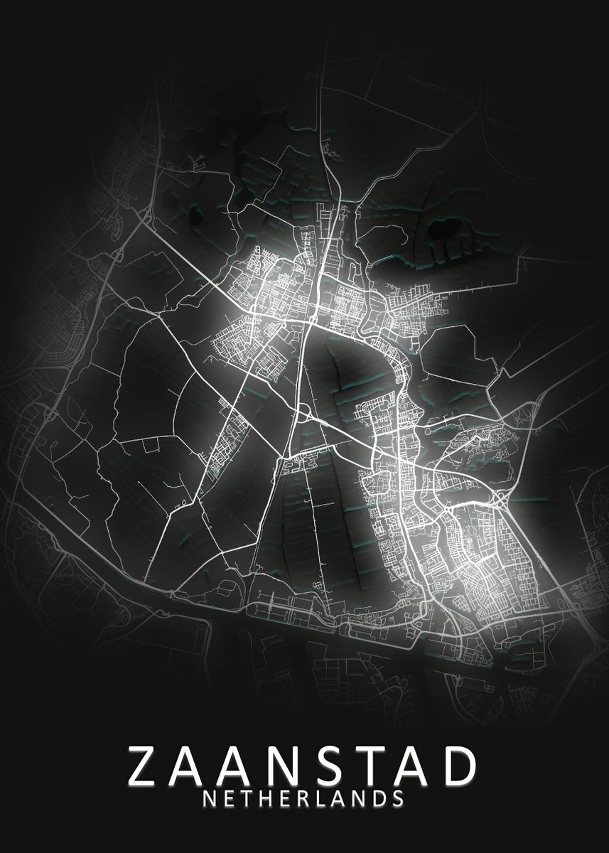 'Zaanstad Netherlands Map' Poster, picture, metal print, paint by City ...