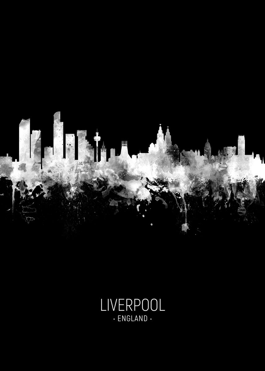 'Liverpool England Skyline' Poster, picture, metal print, paint by ...