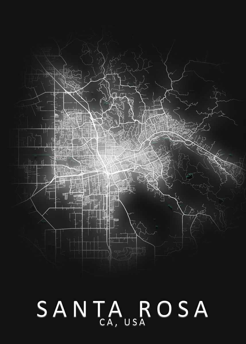 'Santa Rosa CA USA City Map' Poster by City Map Art Prints | Displate