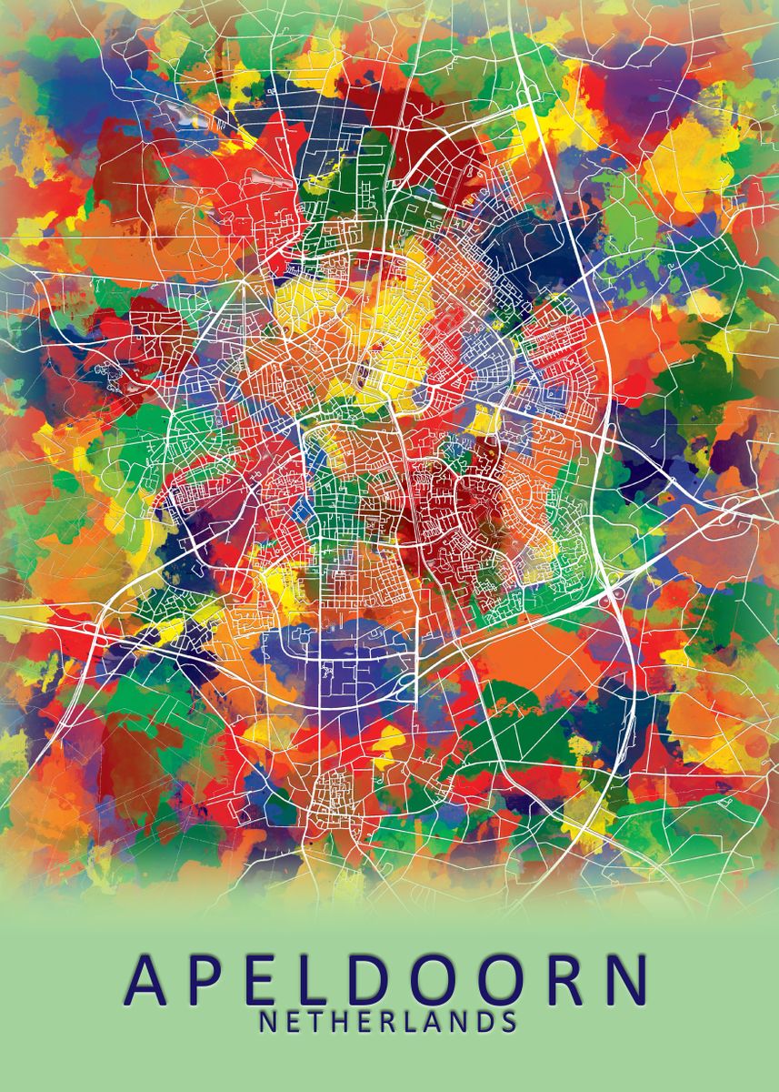'Apeldoorn Netherlands Map' Poster, picture, metal print, paint by City ...