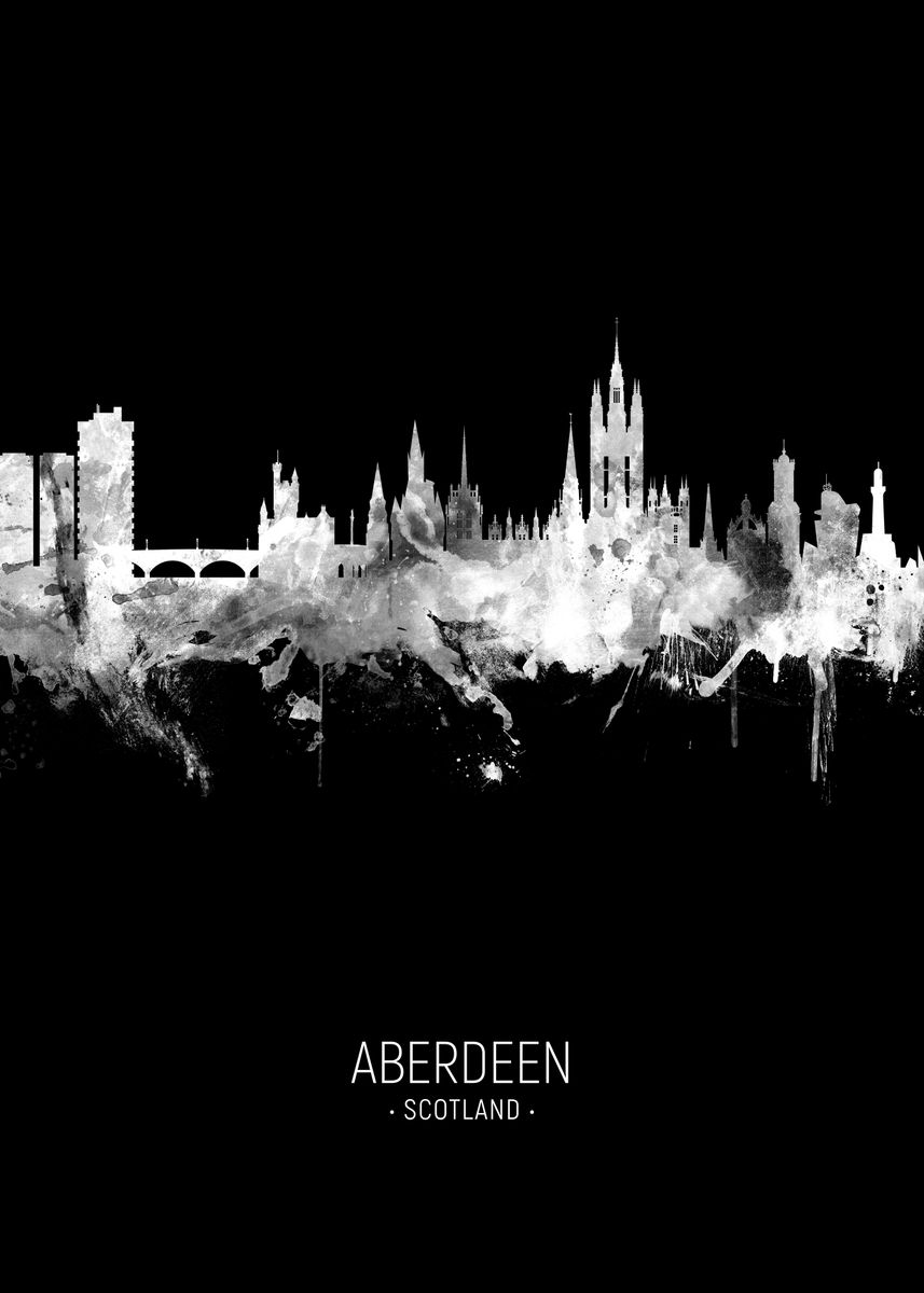 'Aberdeen Scotland Skyline' Poster, picture, metal print, paint by ...