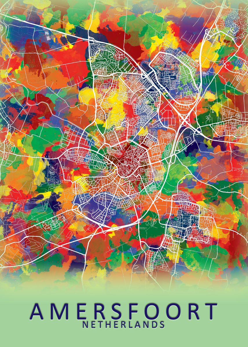 'Amersfoort Netherlands Map' Poster, picture, metal print, paint by ...