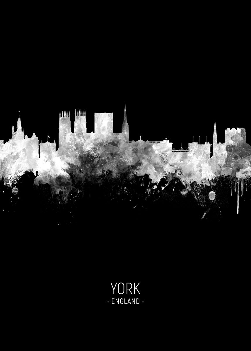 'York England Skyline' Poster, picture, metal print, paint by Michael ...