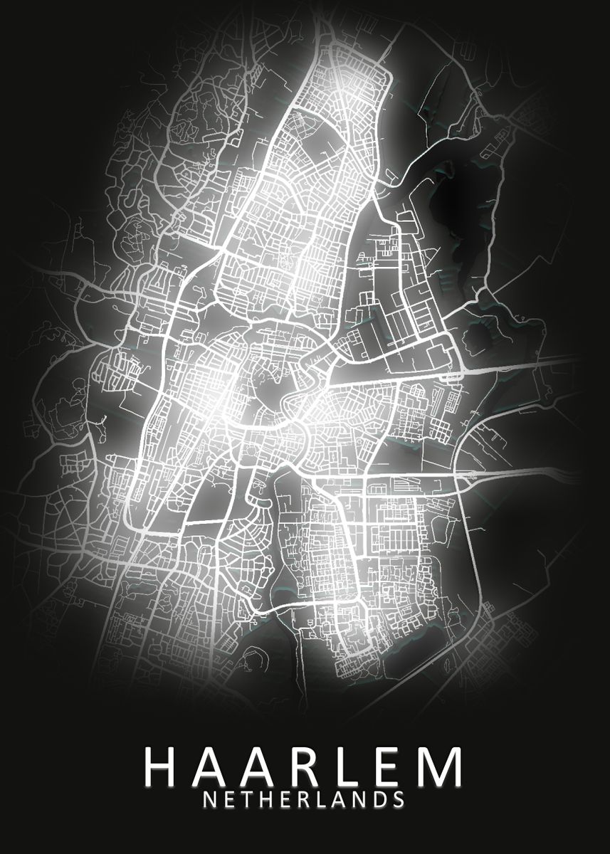 'Haarlem Netherlands Map' Poster, picture, metal print, paint by City ...