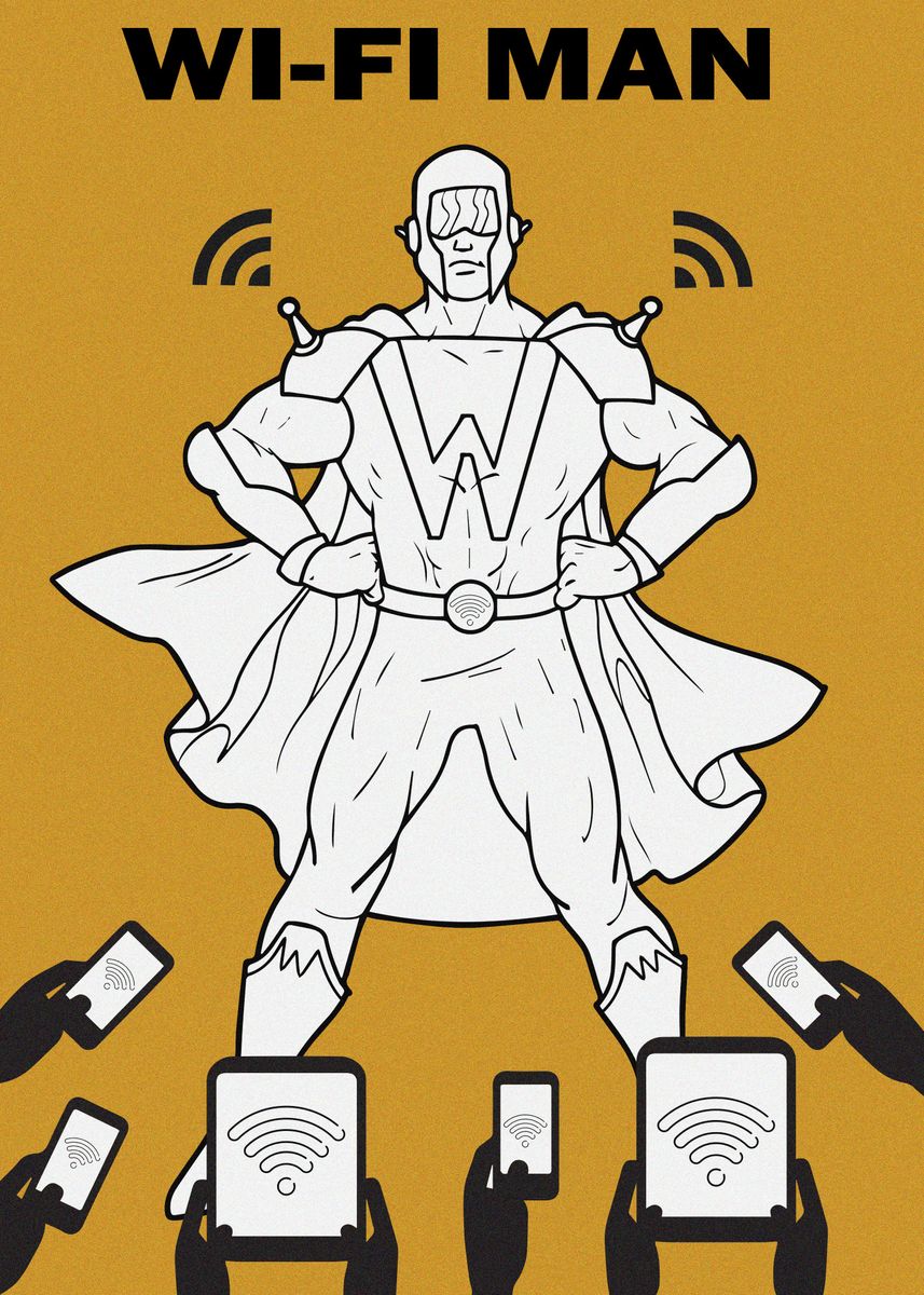 'Wifi Man' Poster, picture, metal print, paint by IconicCoinDesigns ...