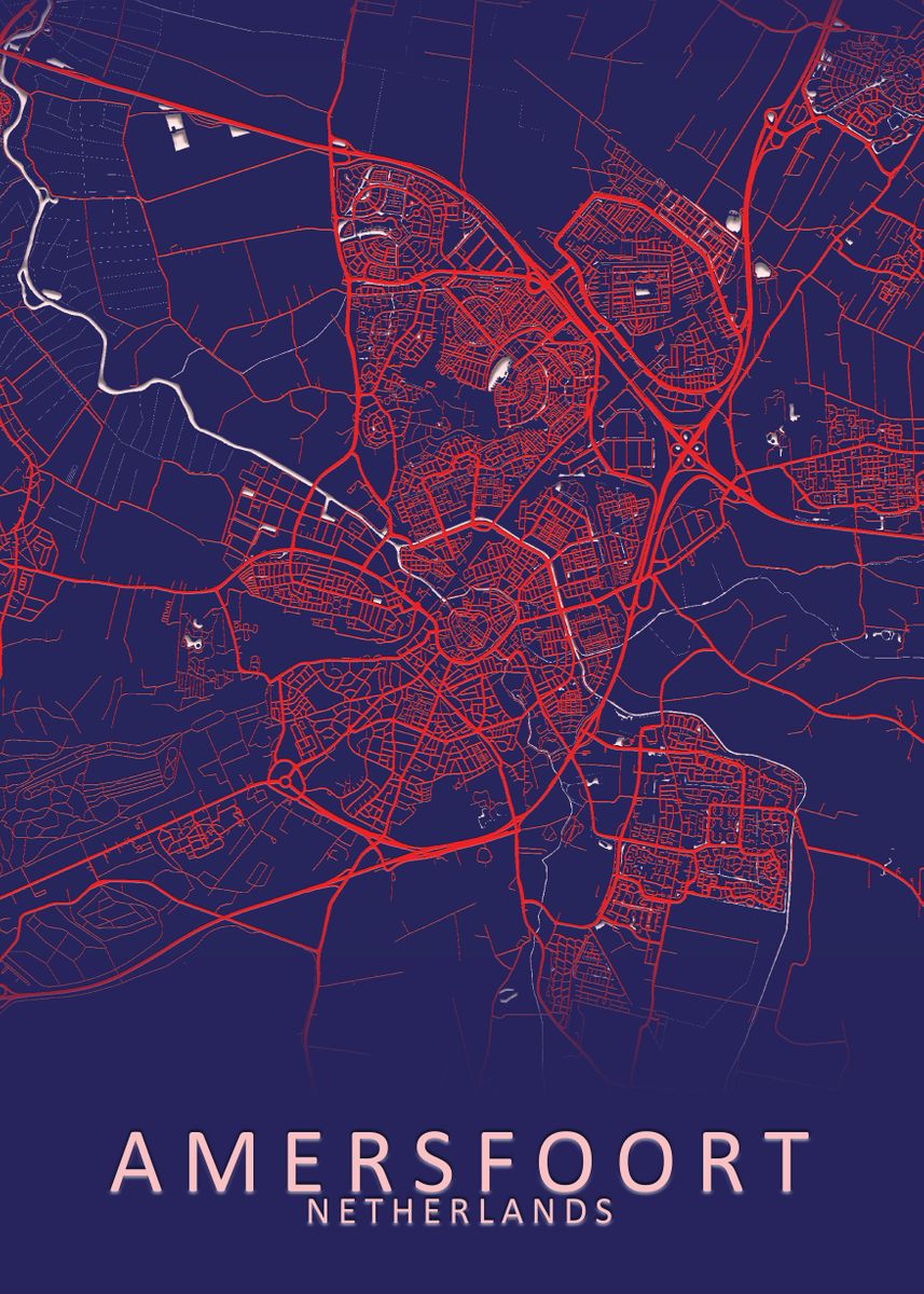 'Amersfoort Netherlands Map' Poster, picture, metal print, paint by ...