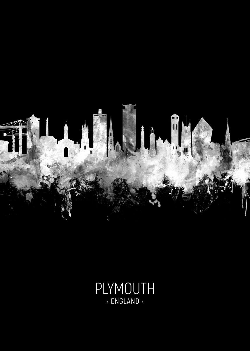 'Plymouth England Skyline' Poster, picture, metal print, paint by ...