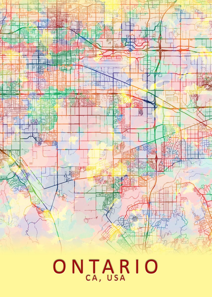 'Ontario CA USA City Map' Poster by City Map Art Prints | Displate