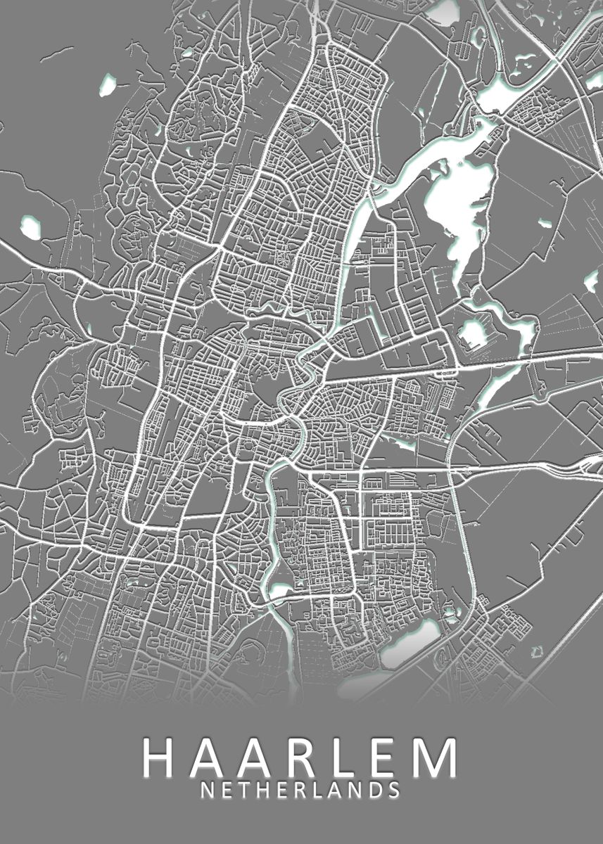 'Haarlem Netherlands Map' Poster, picture, metal print, paint by City ...