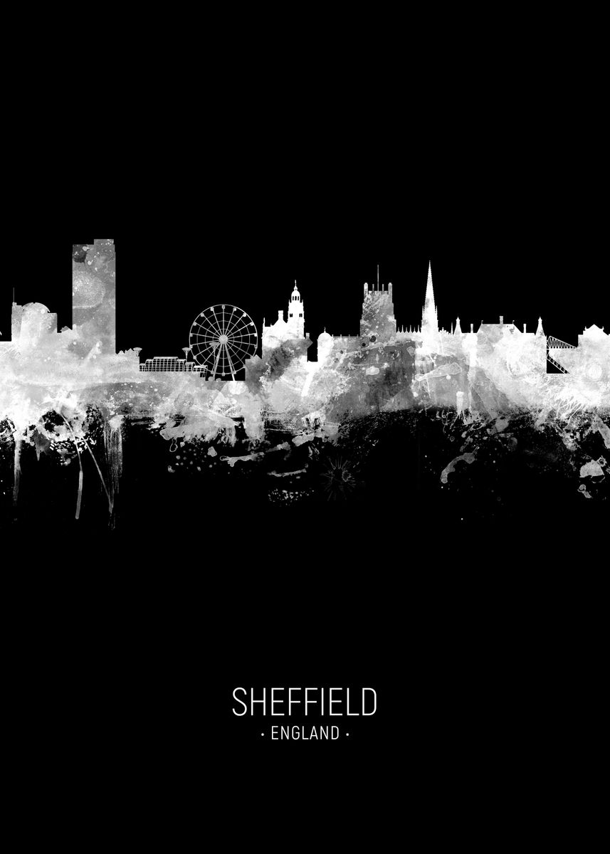'Sheffield England Skyline' Poster, picture, metal print, paint by ...