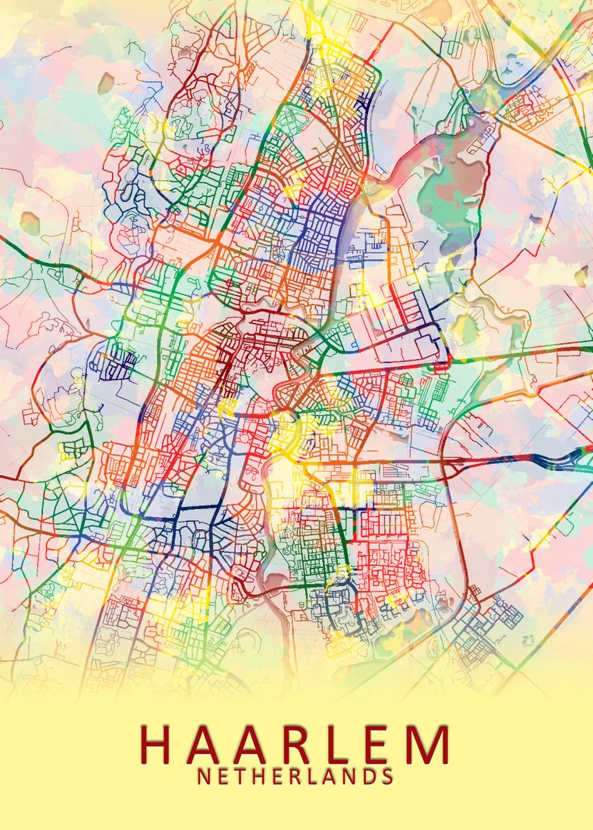 'Haarlem Netherlands Map' Poster, picture, metal print, paint by City ...
