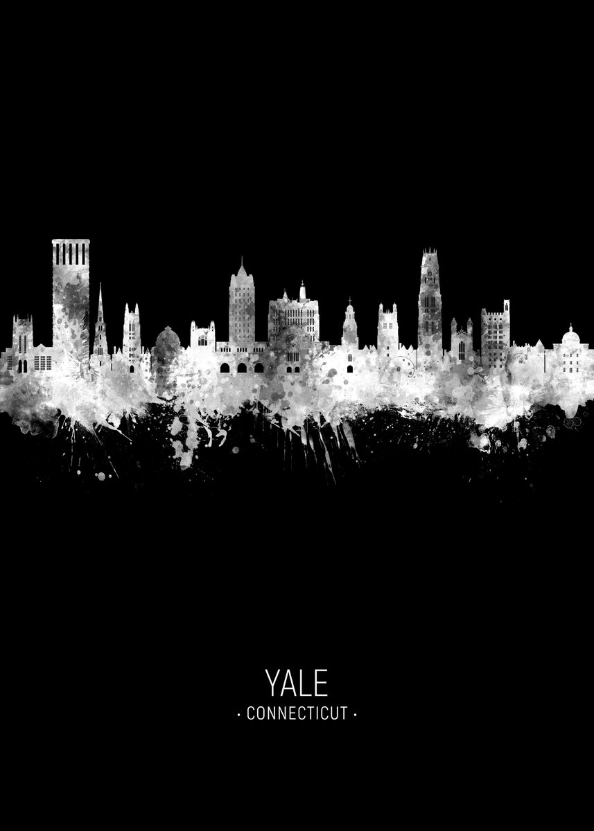 'Yale Connecticut Skyline' Poster, picture, metal print, paint by ...