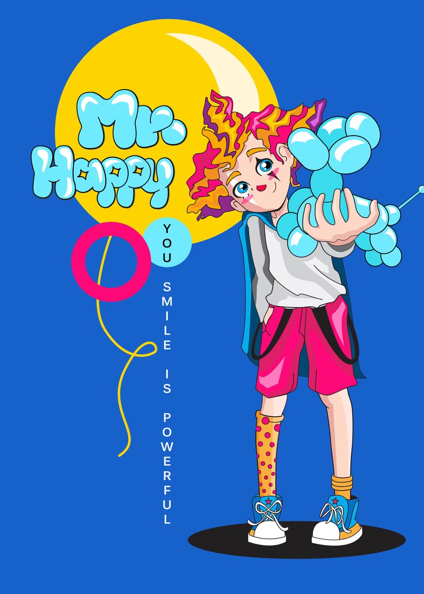 'Mr. Happy ' Poster, picture, metal print, paint by Grecia Fernandez ...