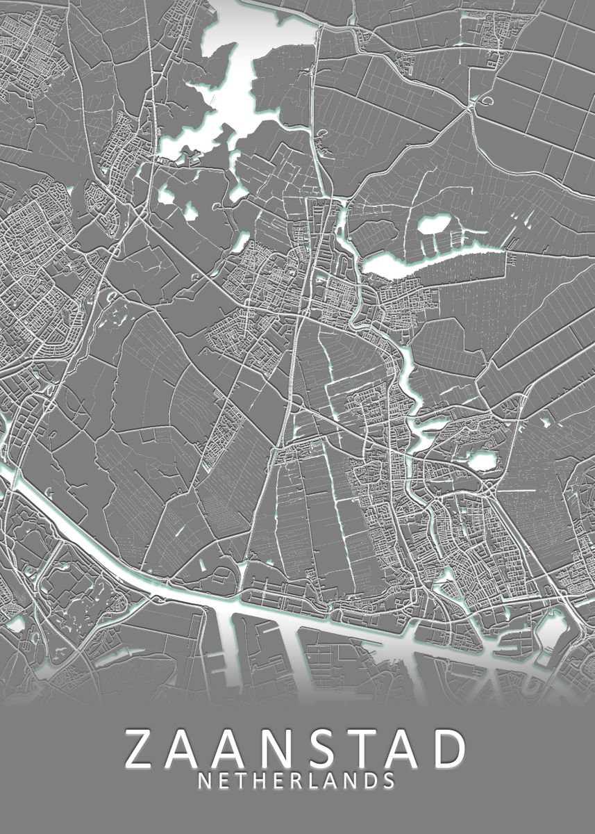 'Zaanstad Netherlands Map' Poster, picture, metal print, paint by City ...
