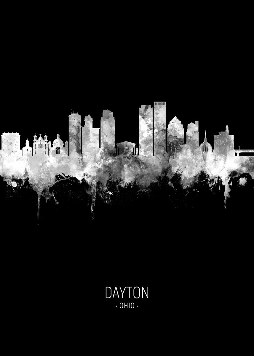 'Dayton Ohio Skyline' Poster, picture, metal print, paint by Michael ...