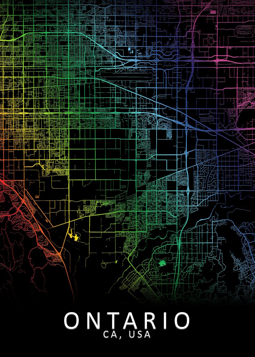 'Ontario CA USA City Map' Poster, picture, metal print, paint by City ...