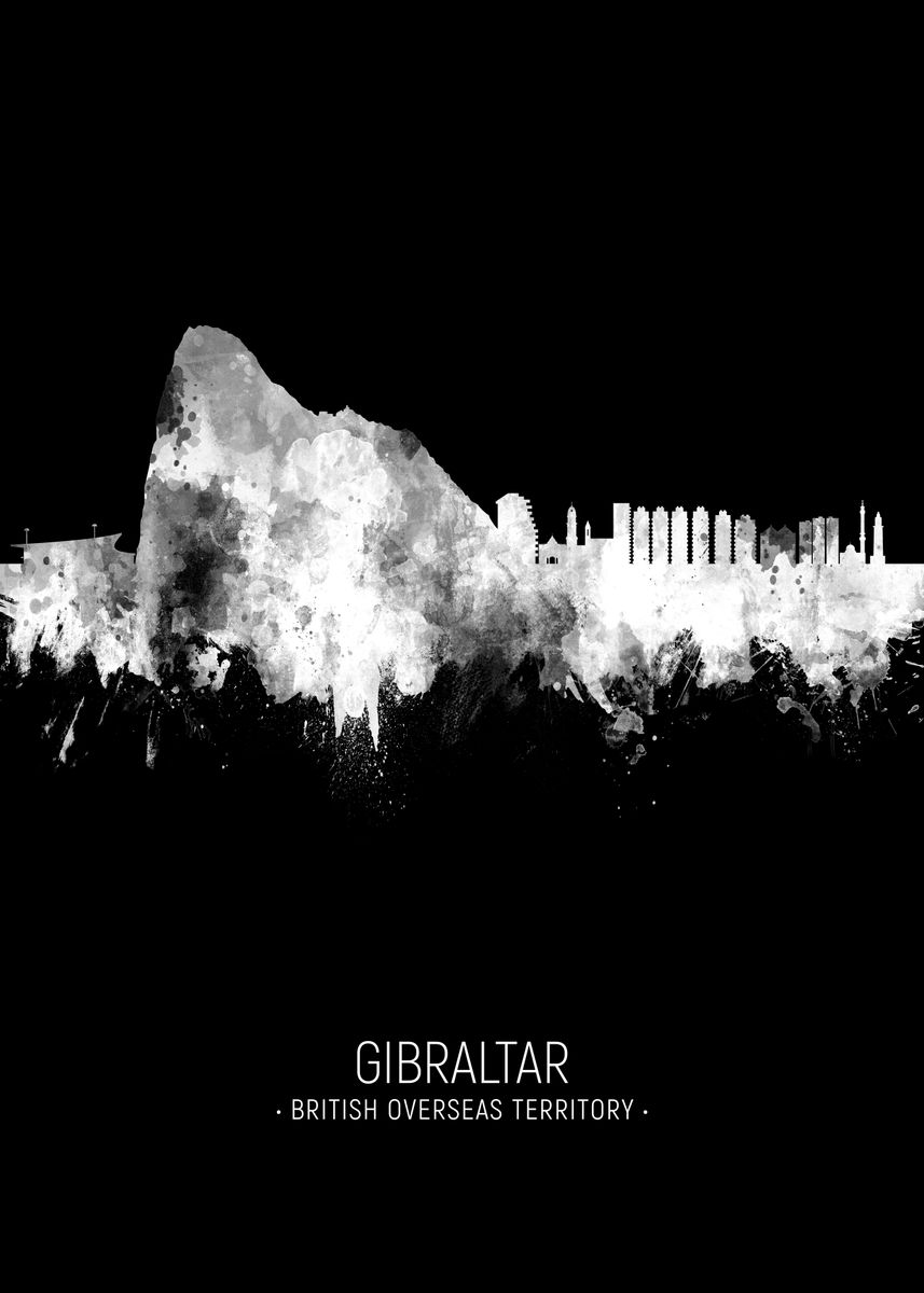 'Gibraltar Skyline' Poster, picture, metal print, paint by Michael ...