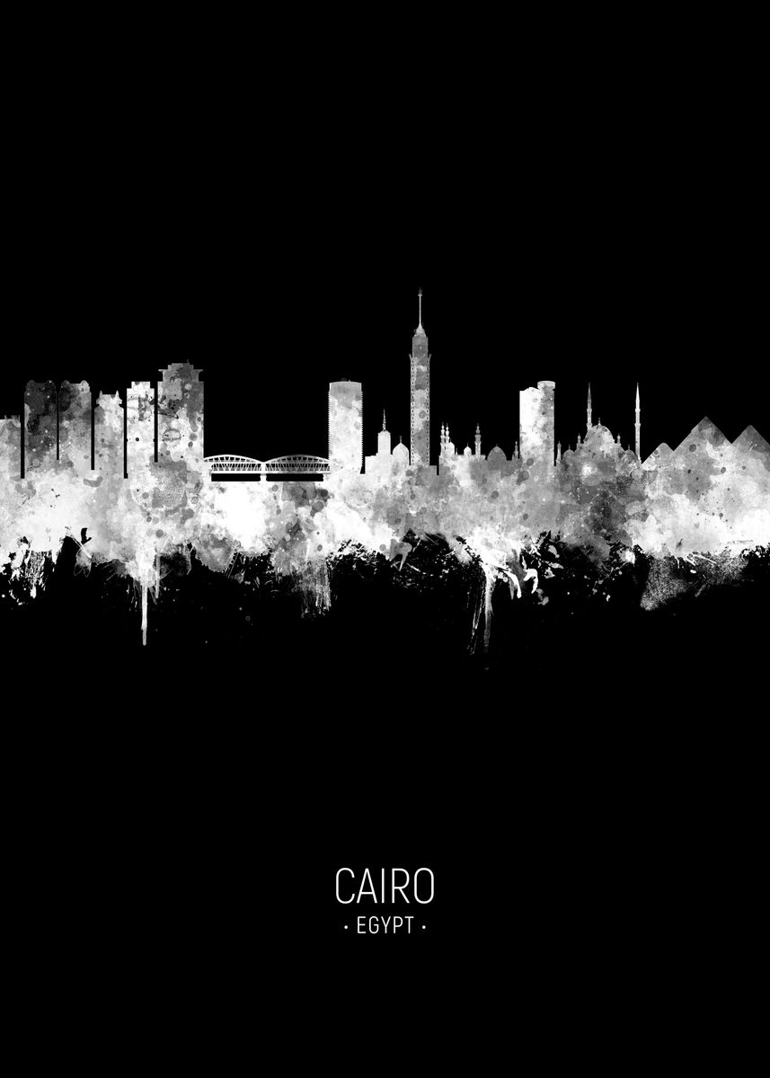 'Cairo Egypt Skyline' Poster, picture, metal print, paint by Michael ...