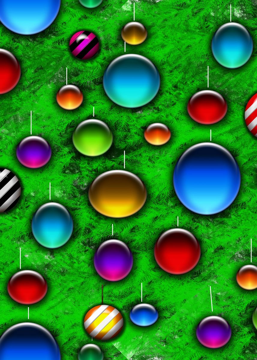 'Glass Orbs On The Tree' Poster, picture, metal print, paint by Cindy ...
