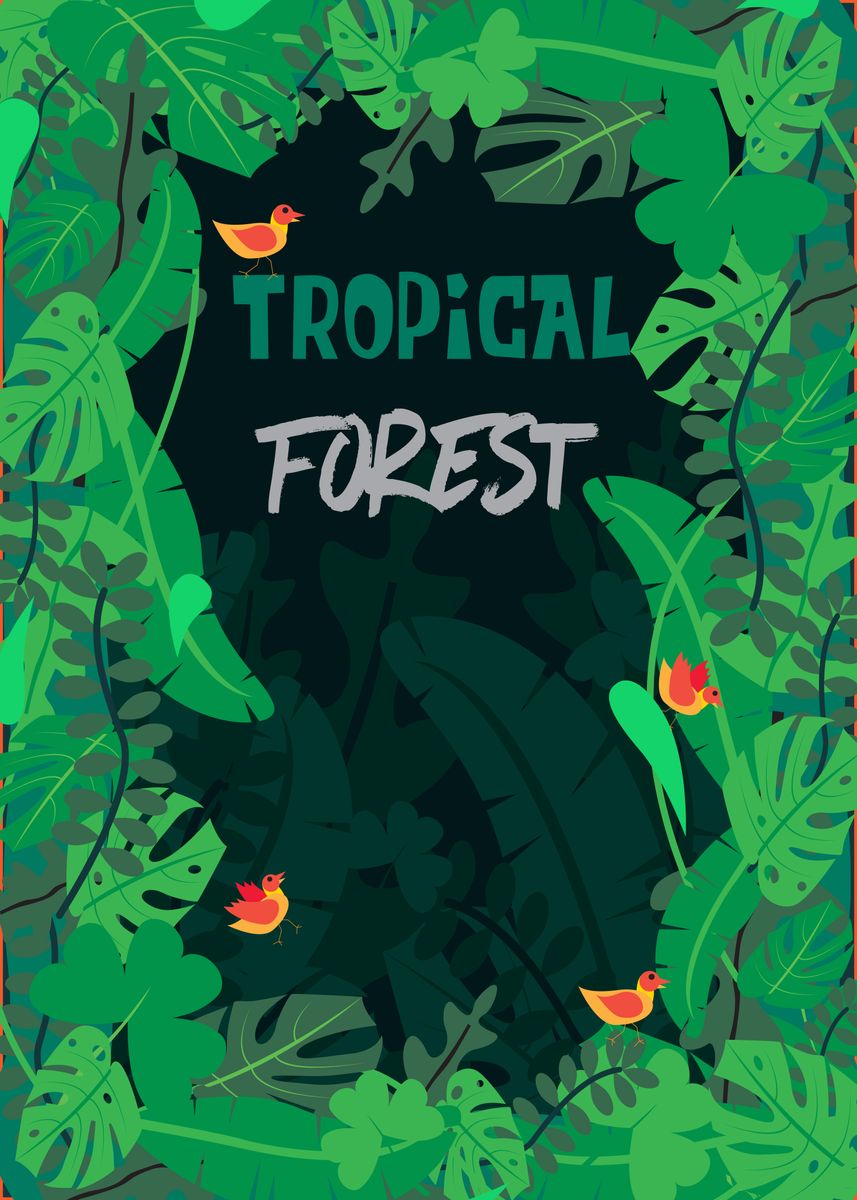 'tropical forest' Poster, picture, metal print, paint by Zamzam Art ...