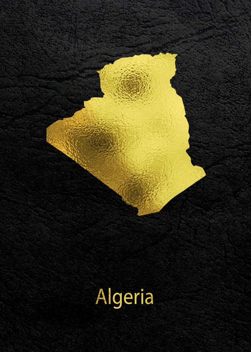 'Golden Map Art Algeria' Poster, picture, metal print, paint by Waleed ...