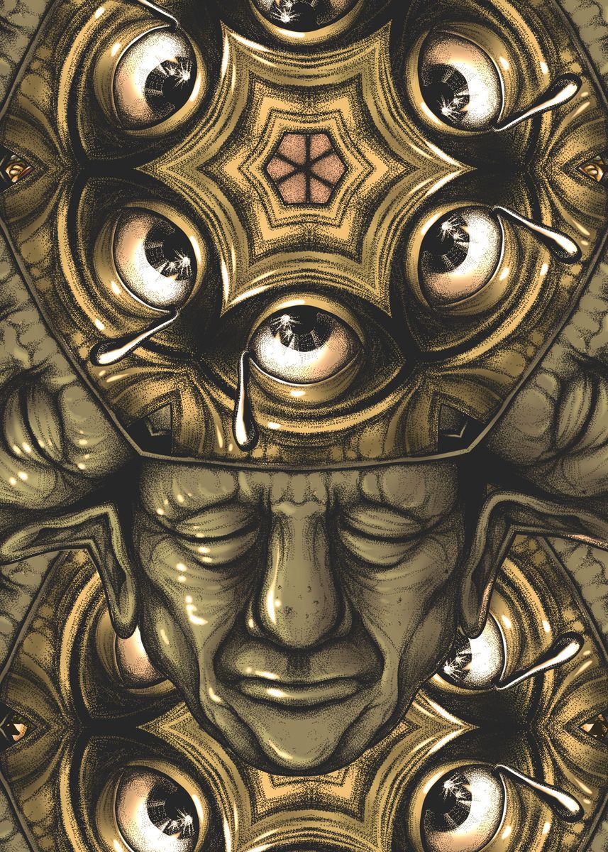 'Head' Poster, picture, metal print, paint by Fake Face | Displate