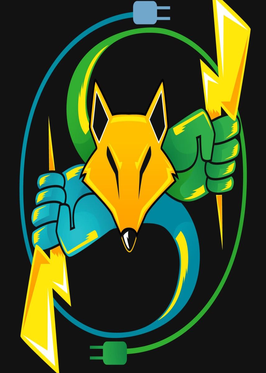 'Electric Fox' Poster, picture, metal print, paint by ArtChem | Displate