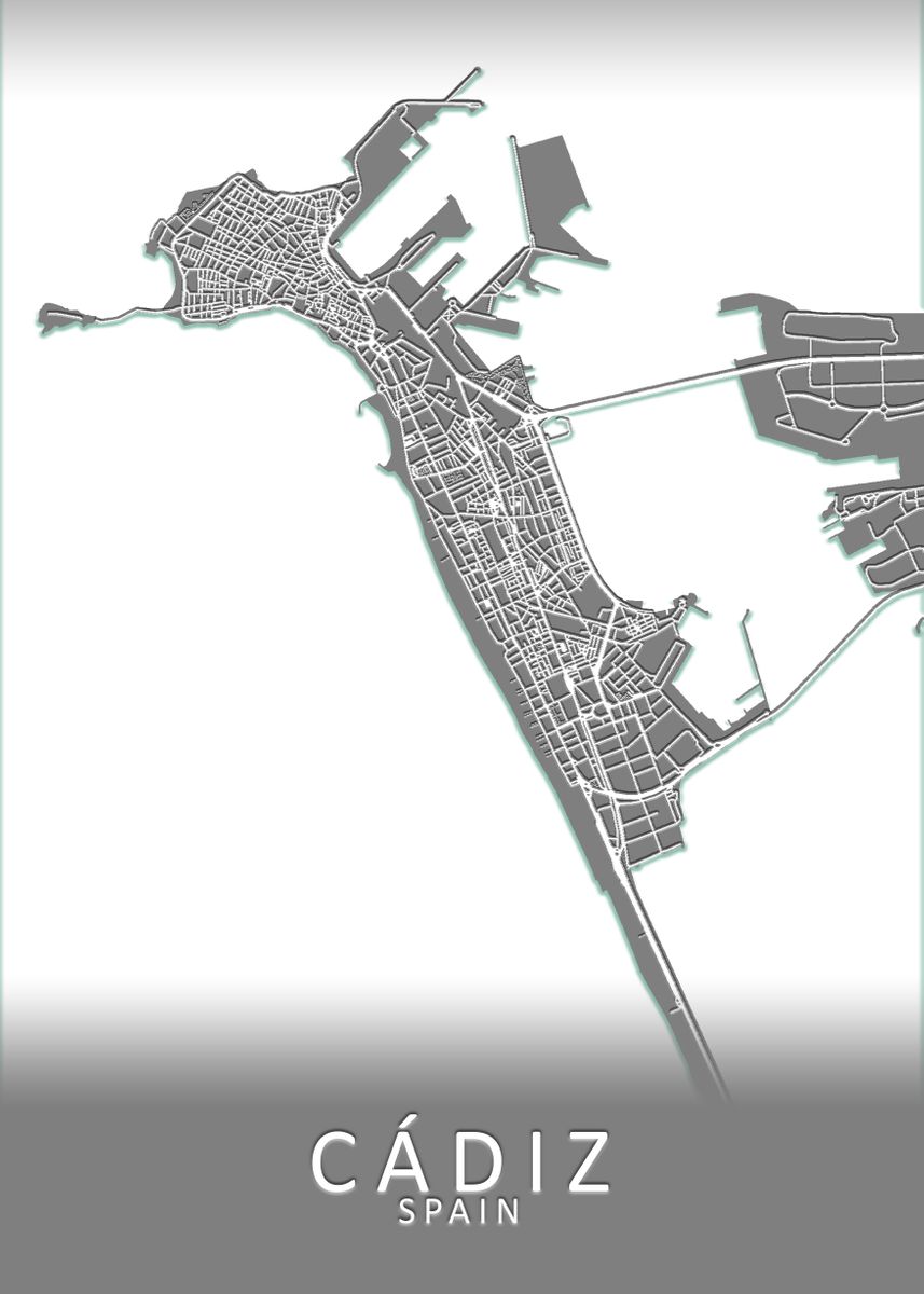 'Cadiz Spain City Map' Poster by City Map Art Prints | Displate