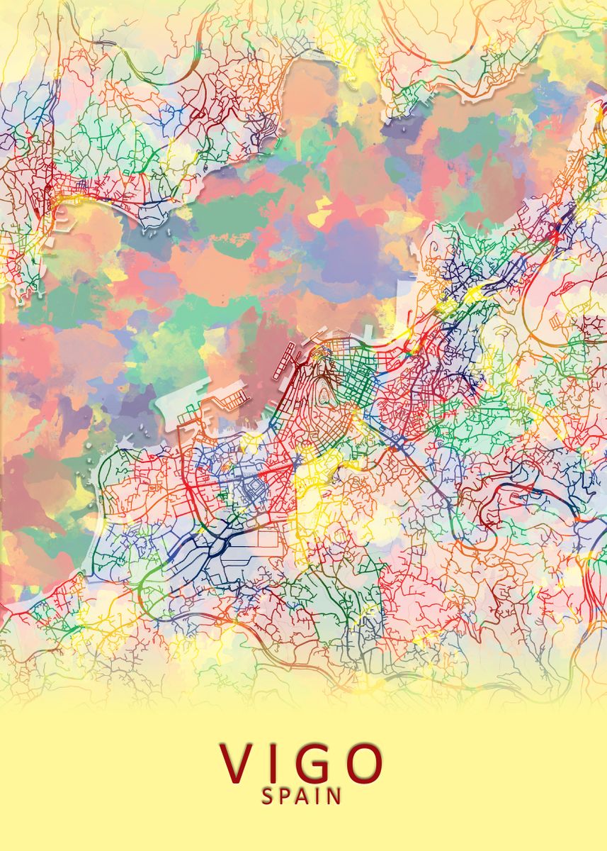 'Vigo Spain City Map' Poster, picture, metal print, paint by City Map ...