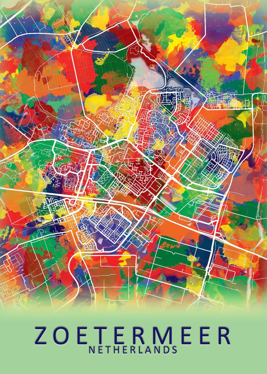 'Zoetermeer Netherlands Map' Poster, picture, metal print, paint by ...