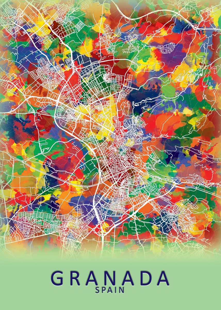 'Granada Spain City Map' Poster by City Map Art Prints | Displate