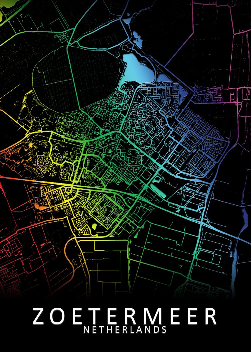 'Zoetermeer Netherlands Map' Poster, picture, metal print, paint by ...