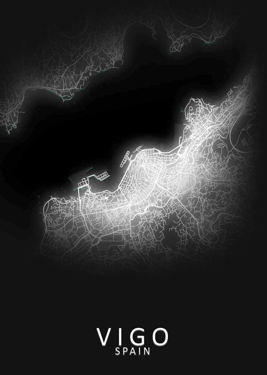 'Vigo Spain City Map' Poster, picture, metal print, paint by City Map ...