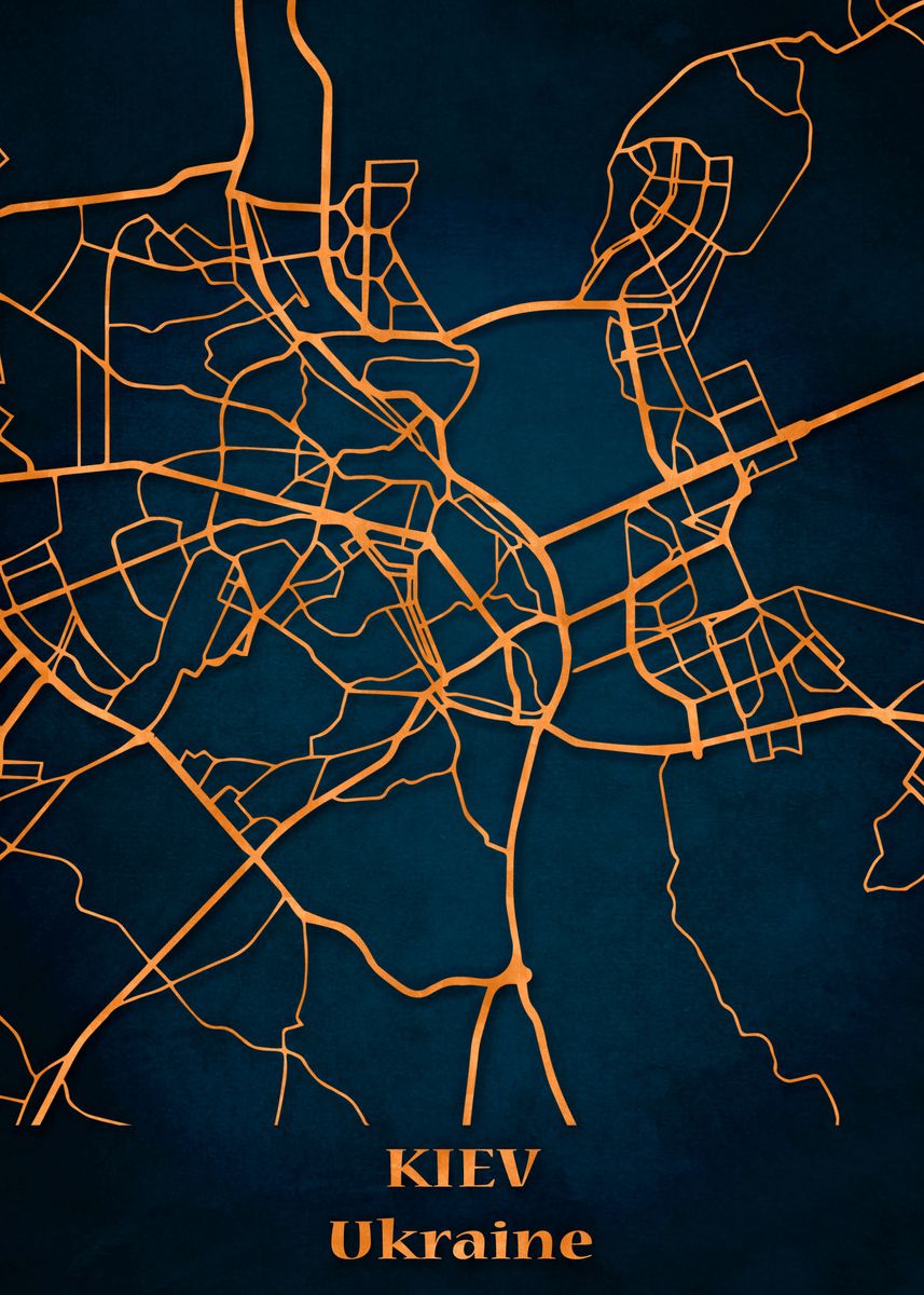 'City map Kiev' Poster, picture, metal print, paint by Lion Mixart ...