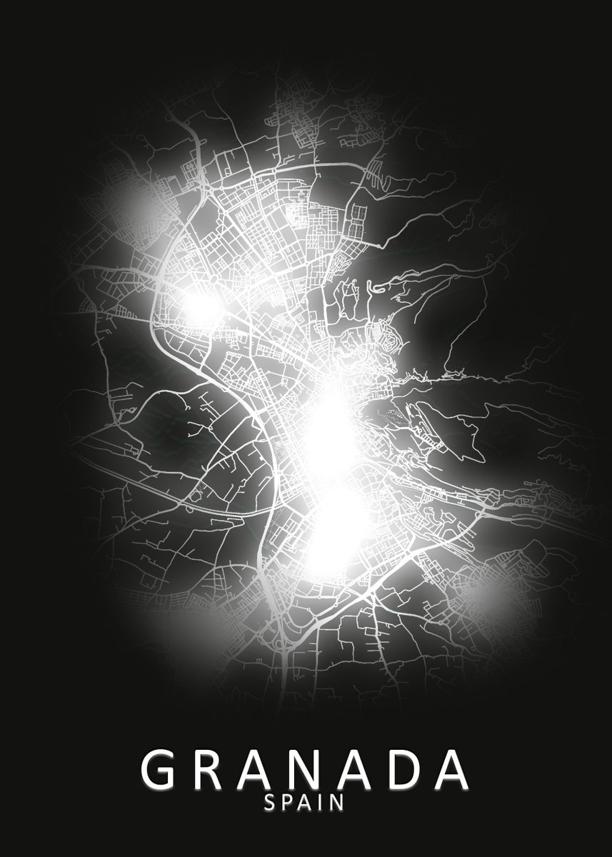 'Granada Spain City Map' Poster, picture, metal print, paint by City ...