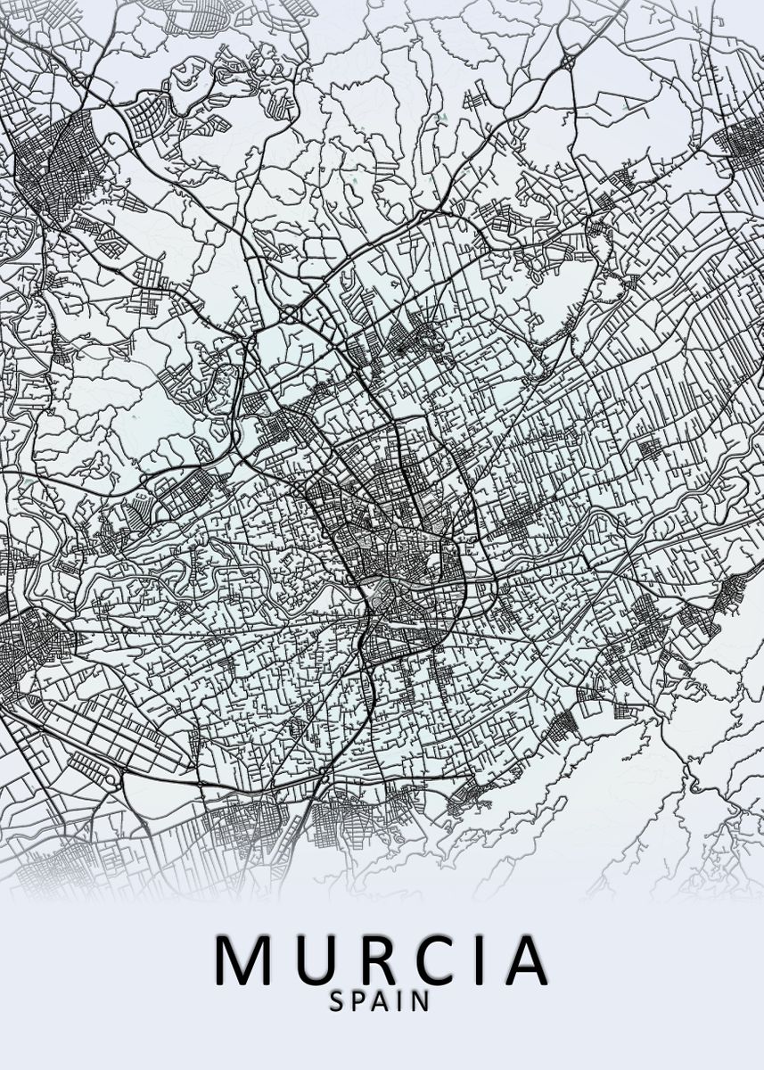 'Murcia Spain City Map' Poster, picture, metal print, paint by City Map ...