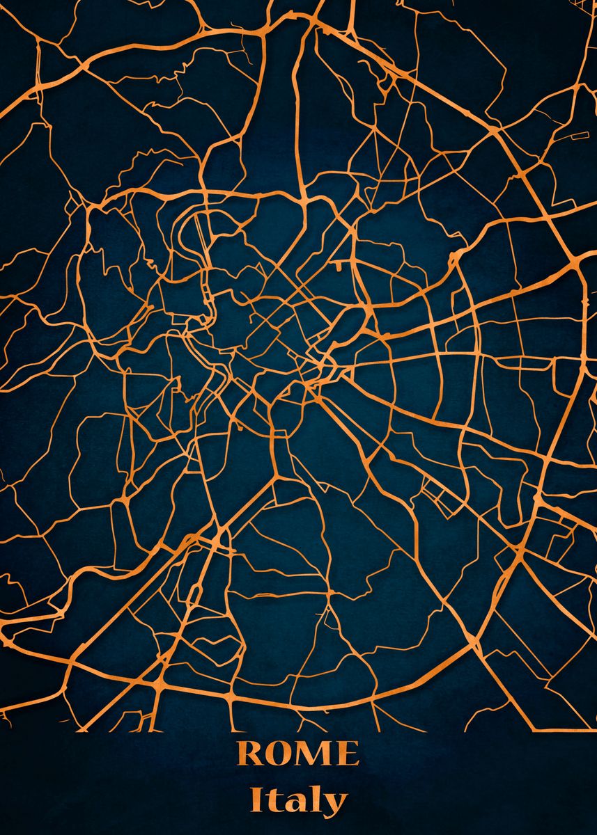 'City map Rome' Poster, picture, metal print, paint by Lion Mixart ...