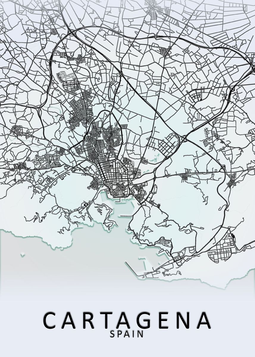 'Cartagena Spain City Map' Poster by City Map Art Prints | Displate