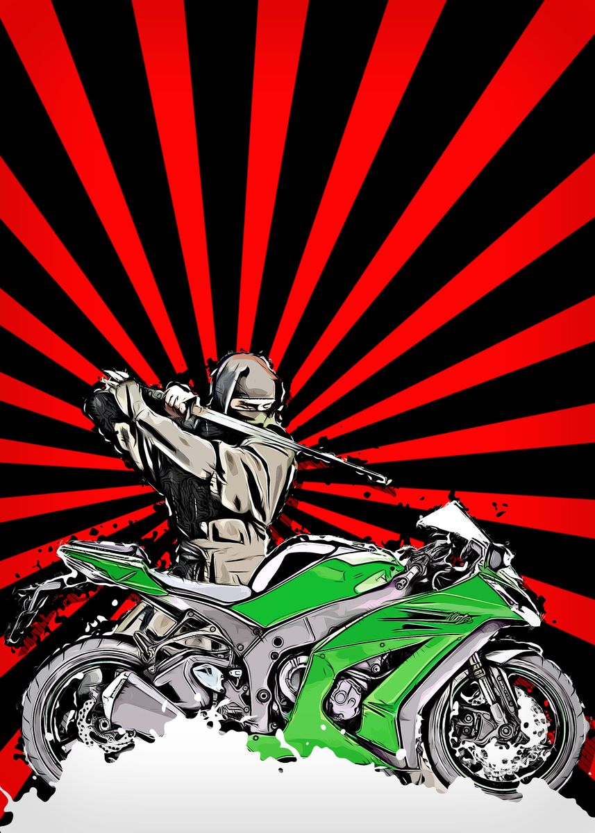 'The ninja ride' Poster, picture, metal print, paint by Petra ...