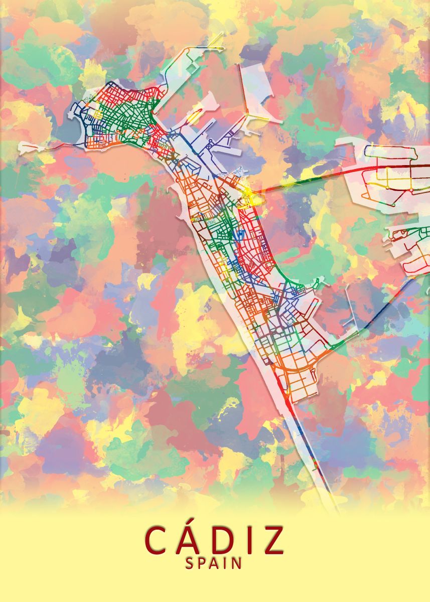 'Cadiz Spain City Map' Poster, picture, metal print, paint by City Map ...