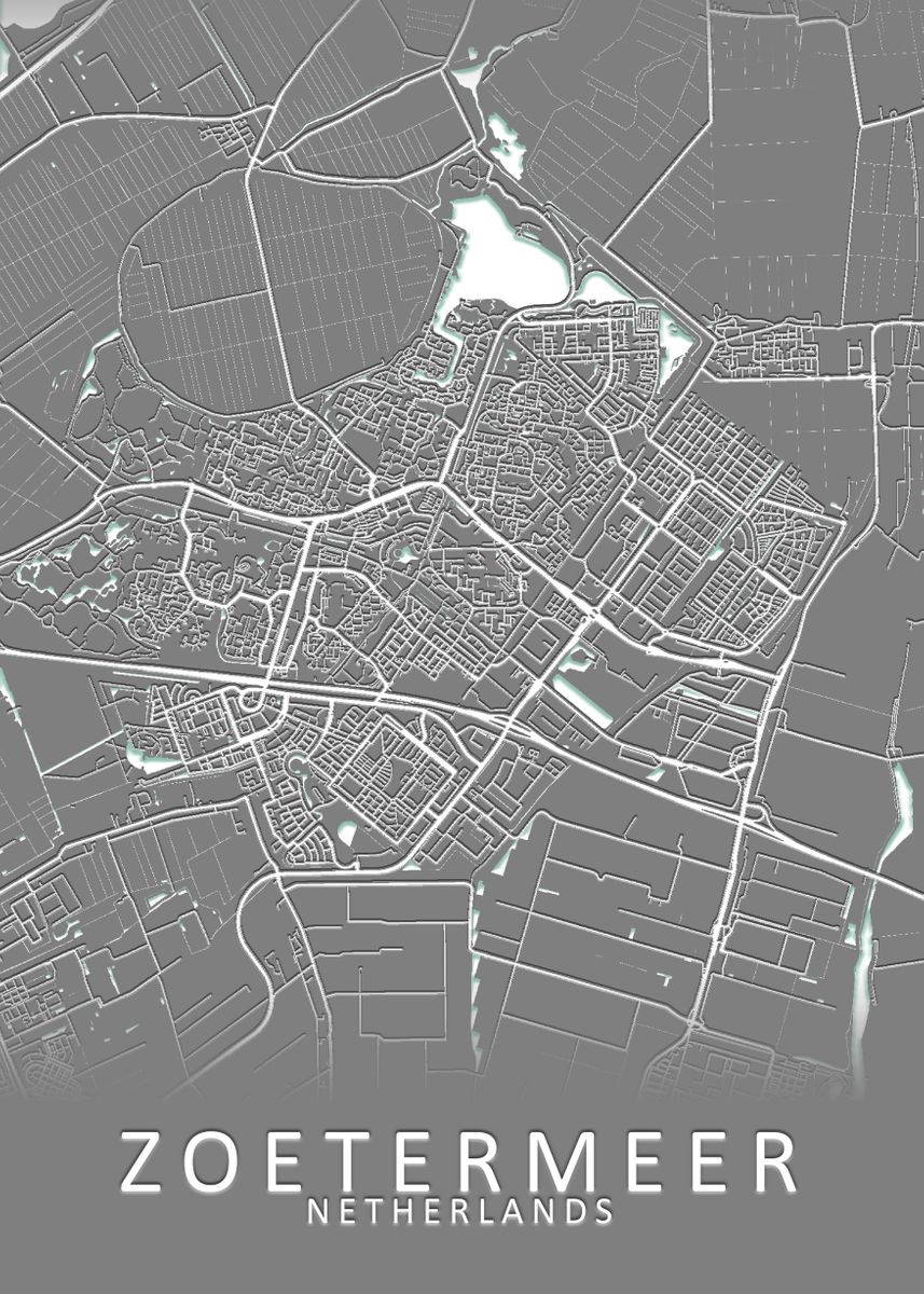 'Zoetermeer Netherlands Map' Poster, picture, metal print, paint by ...