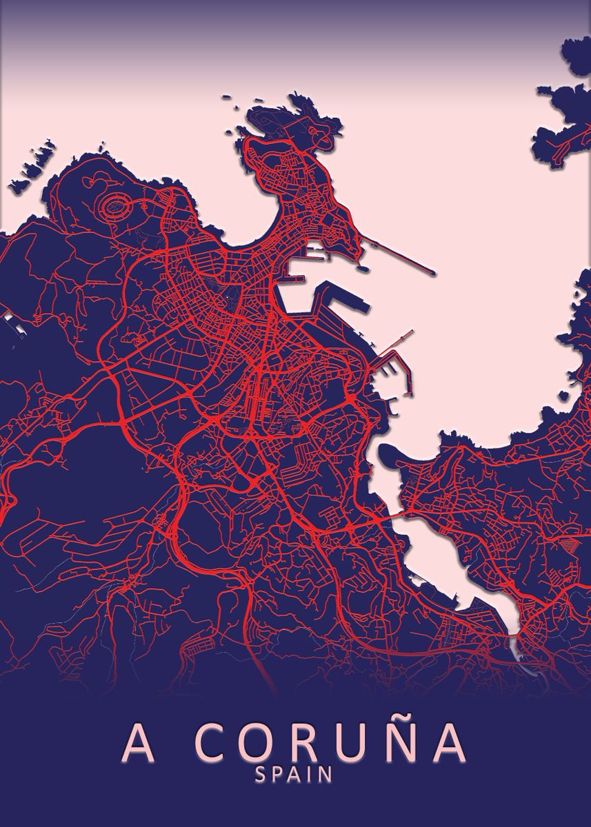 'A Coruna Spain City Map' Poster by City Map Art Prints | Displate