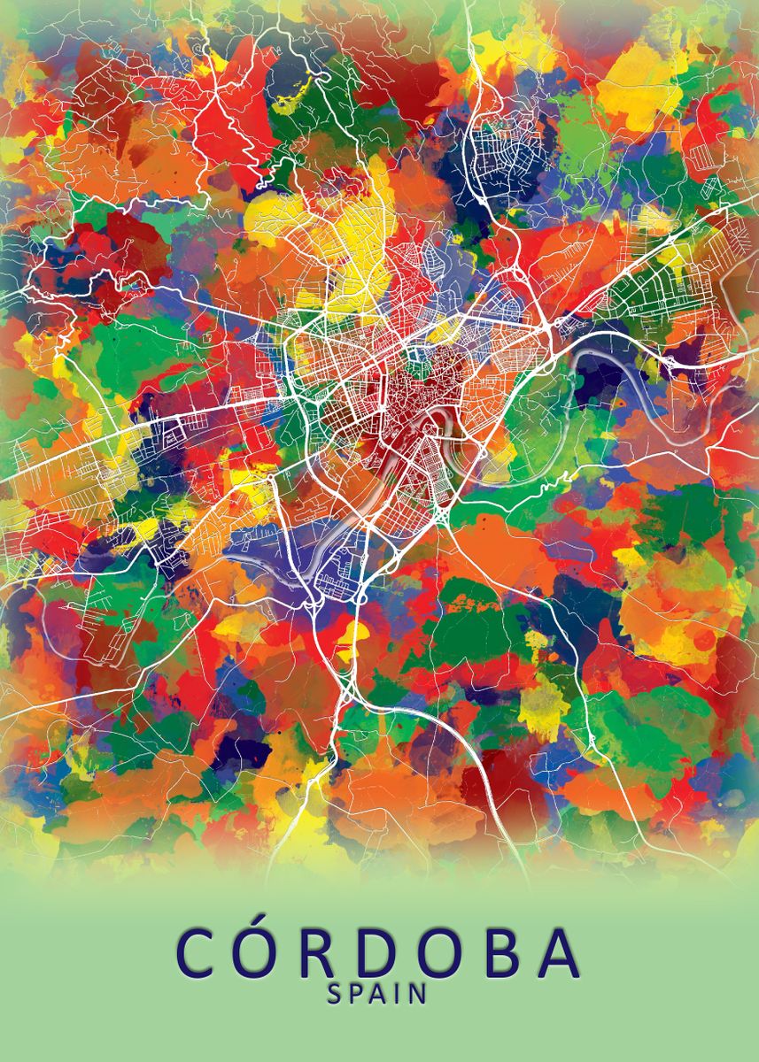 'Cordoba Spain City Map' Poster, picture, metal print, paint by City ...