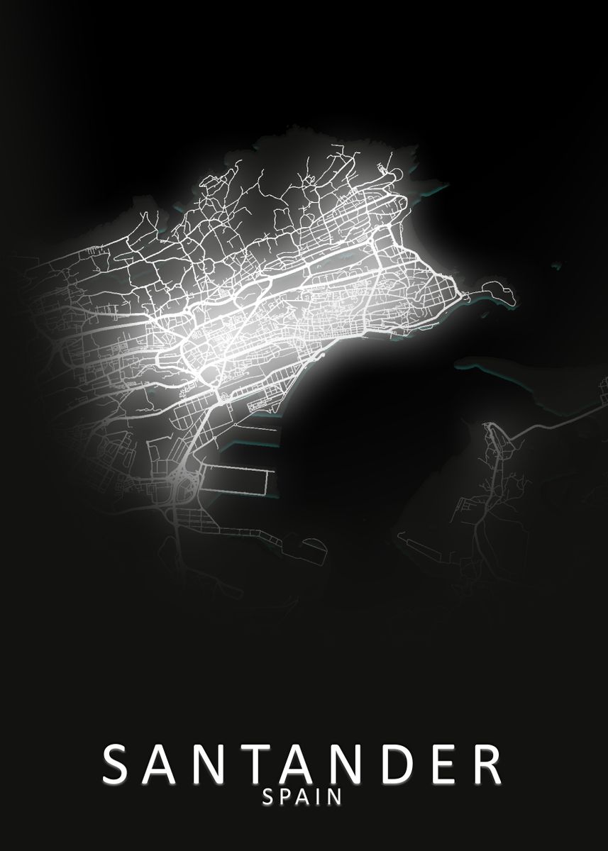 'Santander Spain City Map' Poster, picture, metal print, paint by City ...