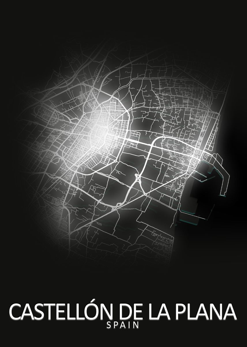 'Castellon Spain City Map' Poster, picture, metal print, paint by City ...