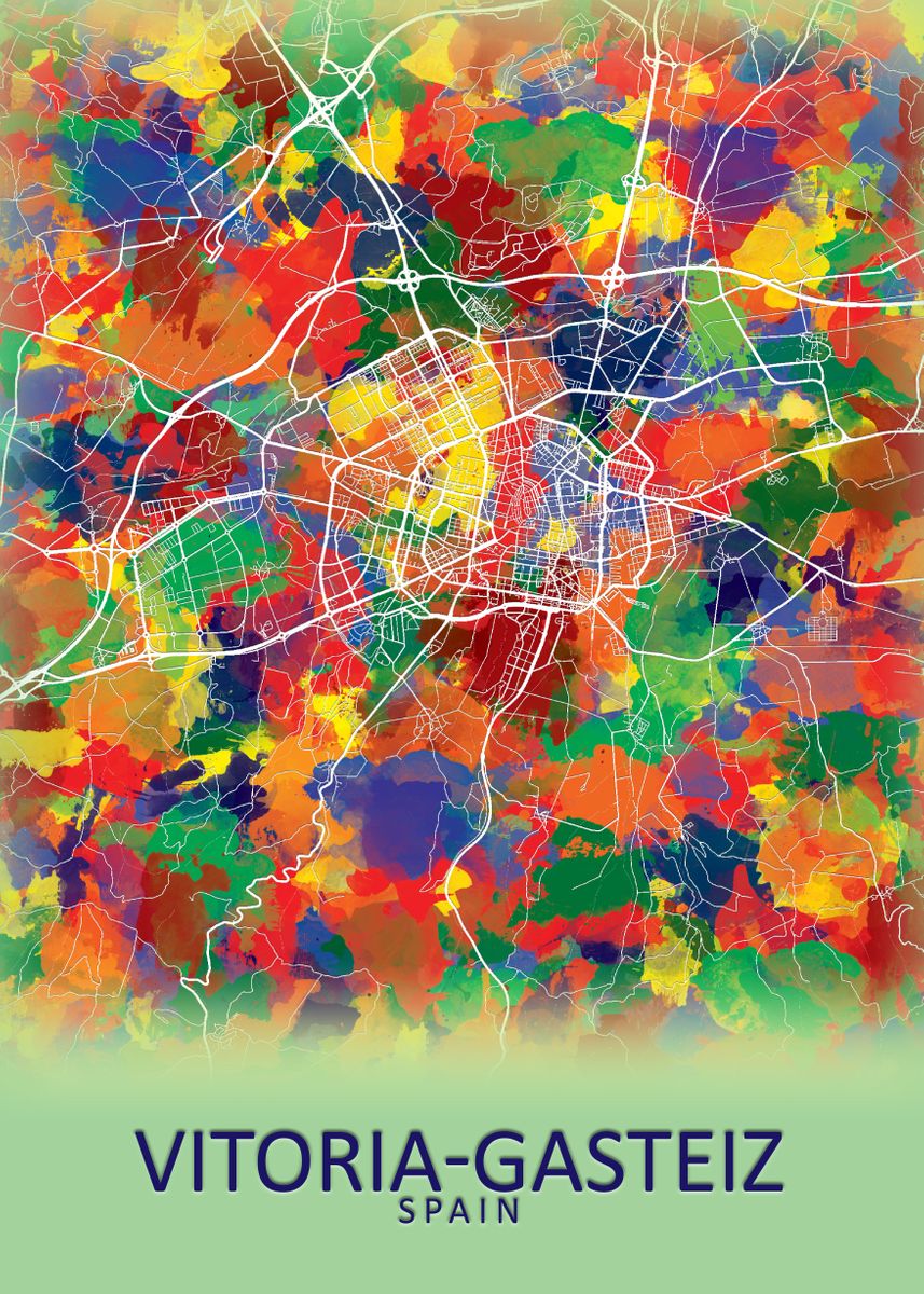 'Vitoria Gasteiz Spain Map' Poster, picture, metal print, paint by City ...